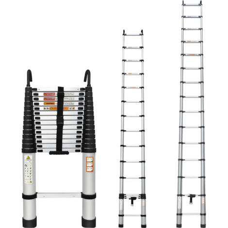 4.4M Telescopic Step Ladder with Detachable Hook Foldable Extendable ...