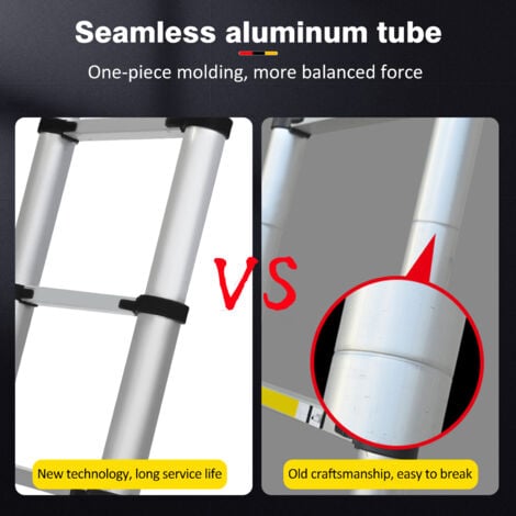 4.4M Telescopic Step Ladder with Detachable Hook Foldable Extendable ...