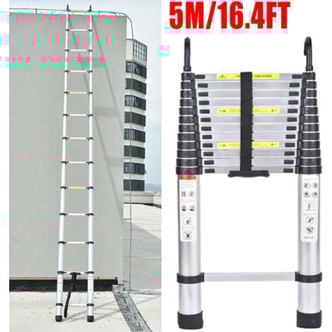 5M Telescopic Ladder 16.5FT Aluminum Telescoping Extension Ladder Folding Step