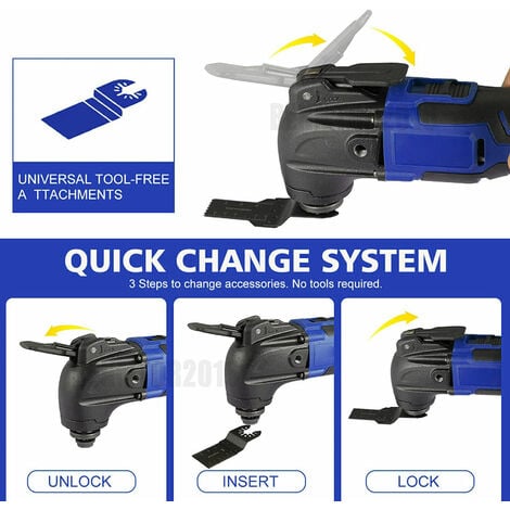 21V Electric Oscillating Multi Function Tool Sander Cutter Scraper ...