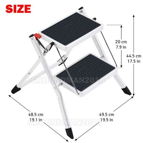 2 Step Folding Step Ladder with Handgrip Anti-Slip Sturdy and Wide ...