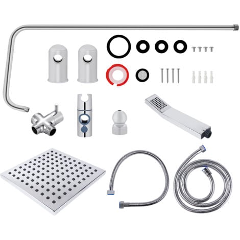 Waterfall Tap Riser Rail Kit Bathroom Square Shower Mixer Chrome Twin ...
