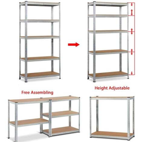 Heavy Duty 5 Tier Boltless Garage Shelving Unit Shed Warehouse Workshop ...