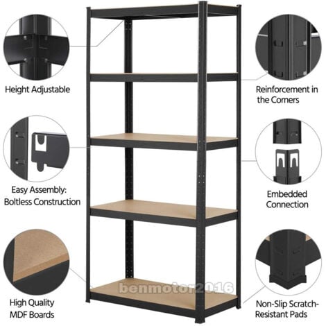 Heavy Duty Shelving, Garage Storage Shelves, Metal Racks， 5 Levels ...