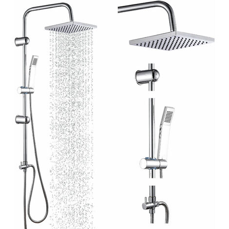 Modern Bathroom Bath Shower Mixer Wall Mounted Chrome Kit Rainfall ...