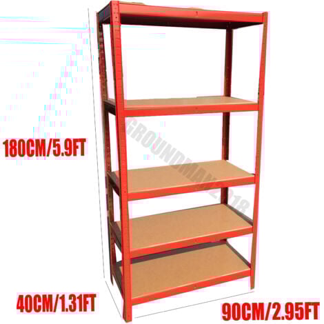 5 Tier Boltless Garage Shelving ,180x 90x 40cm, Metal Shelving Unit ...