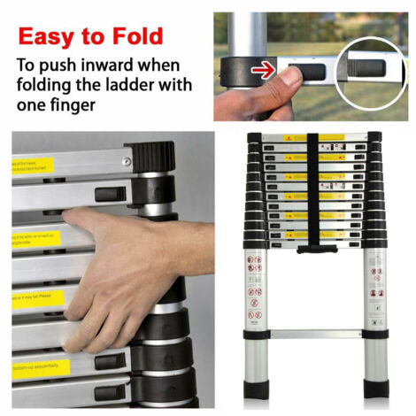 3.8M Telescopic Ladder Multi-Purpose Aluminum Telescoping Ladder with ...