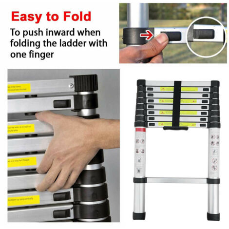2.6M Multi-Use Aluminum Telescopic Ladder Heavy Duty Folding Extension ...