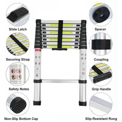 Multi-Purpose Telescoping Ladder 2.6m Heavy Duty Strong Extension ...