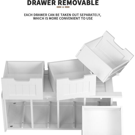 4 Tier Bathroom Floor Cabinet Cupboard Free Standing Waterproof Cabinet ...