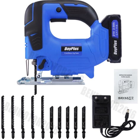 21V Cordless Jigsaw Power Tool with 10pcs Saw Blades, 2600 SPM Jig Saw ...