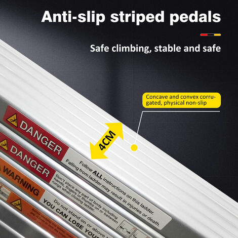 4.4 Meters Aluminums Ladders Portable Straight Ladder Household Folding ...