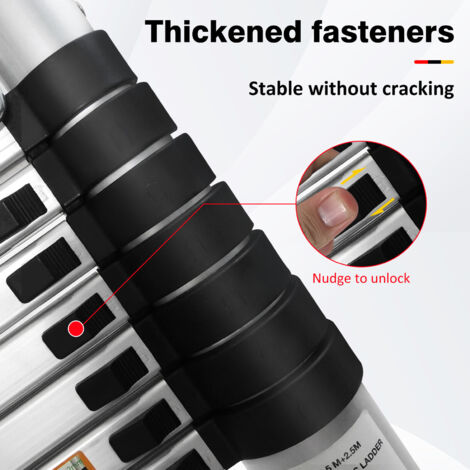 5M Telescopic Ladder Stainless Steel Portable Folding A-Shape ...