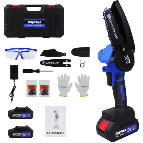 Mini Chainsaw Brushless 6 Inch with 2 Rechargeable Battery and Fast ...