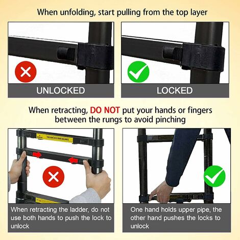 3.2M 10.5FT Aluminum Telescopic Attic Ladder for Home Loft Ladder with ...