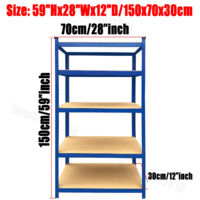 5 Tier Garage Shelving Storage Racking Boltless Shelf Heavy Duty Metal ...