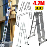 4.7M Folding Telescopic Aluminum Step Ladder Multi-Purpose Scaffold ...