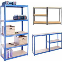 5 Tier Blue Shelving Unit Storage Organised Garage/Home/Pantry Racking ...