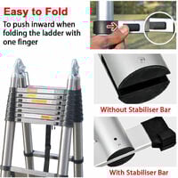 5m (2.5m+2.5m) Telescopic Folding Step Ladder Extendable A Frame Ladder ...