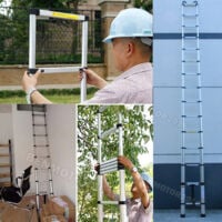 6.2m Telescopic Ladder with Detachable Hook Extendable Steps Folding ...