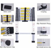 Telescopic Loft Ladder Collapsible Step Ladders Securing Bolt 3.2m/10 ...