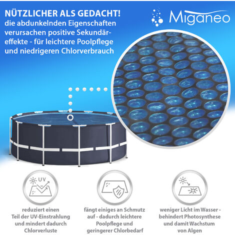 Miganeo Pool Solarfolie Ø 457 cm rund schwarz/blau