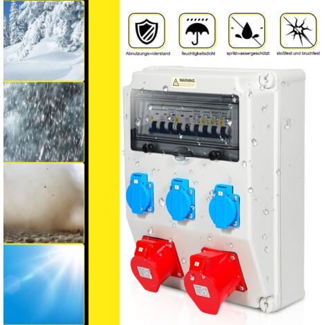 TolleTour Stromverteiler Baustromverteiler Verteiler Wandverteiler CEE Kraftstrom Steckdose IP44 ...