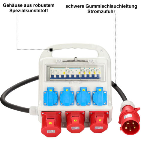 TolleTour Stromverteiler Baustromverteiler Verteiler CEE Kraftstrom Steckdose IP44 für Baustelle ...