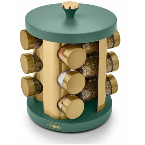 Tower T826022JDE Cavaletto 12 Jar Rotating Spice Rack with Pre-Filled ...