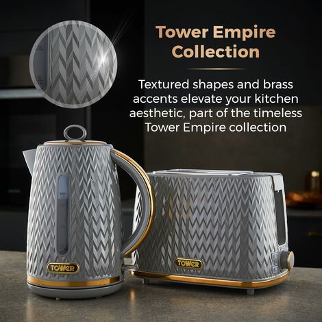 Tower T10052GRY Empire 1.7 Litre Kettle with Rapid Boil, Removable ...