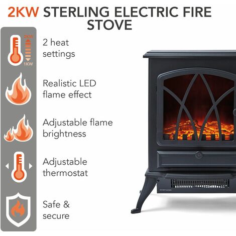 Warmlite WL46018 Stirling Portable Electric Fire Stove Heater with ...