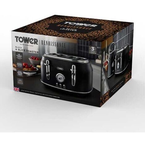 TOWER T20065BLK - Renaissance 4 Slice Toaster