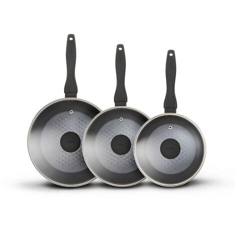 Tower Diamo 3 Piece Cookware Set, 18cm/20cm/22cm Saucepans, Black T900131