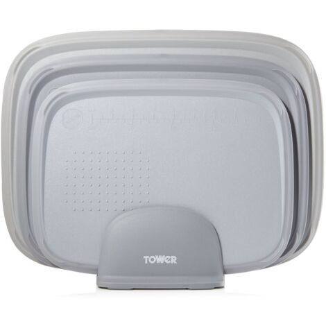 Tower T847035 3pce Nesting Chopping Board Set with Ruler and Grater, Grey