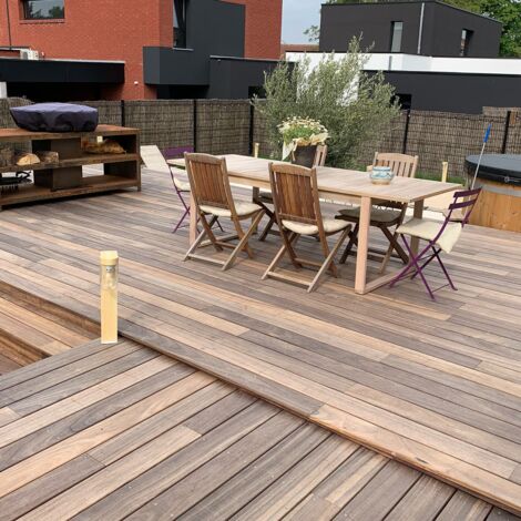 Kit terrasse bois exotique PADOUK pour 60 m² • Lames 2,45 m, lambourdes ...