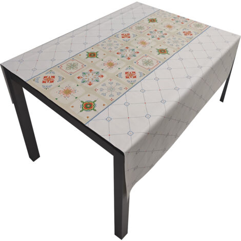 Nappe PVC Base Polyester Anti-taches Mosaïque Bleue 140X180 CM