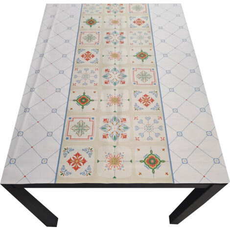 Nappe PVC Base Polyester Anti-taches Mosaïque Bleue 140X250 CM
