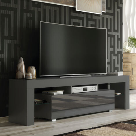 Aria TV Unit - Dark Grey with Gloss Doors - 160cm