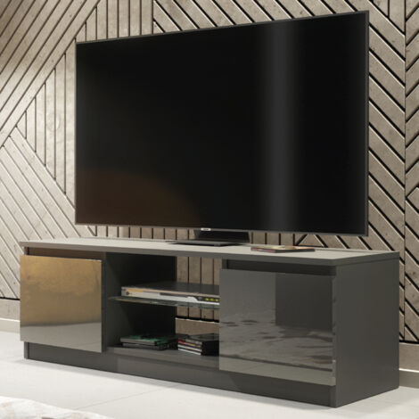 Aura TV Unit - Dark Grey with Gloss Doors - 120cm