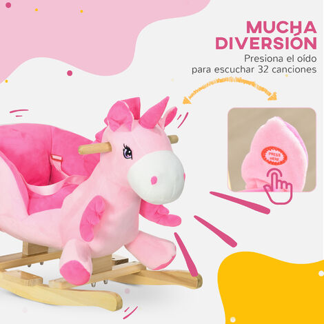 HOMCOM caballito balancín para bebés 18-36 meses en forma de unicornio ...