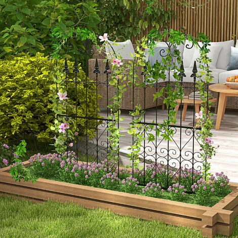 Outsunny juego de 2 enrejados de jardín soportes para enredaderas con ...