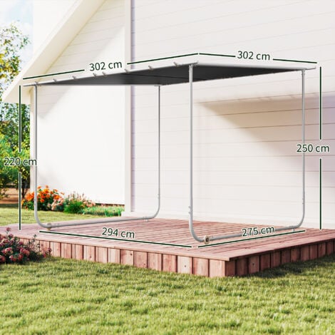 Outsunny pérgola 3x3 m cenador de jardín con ruedas protección UV 30 ...