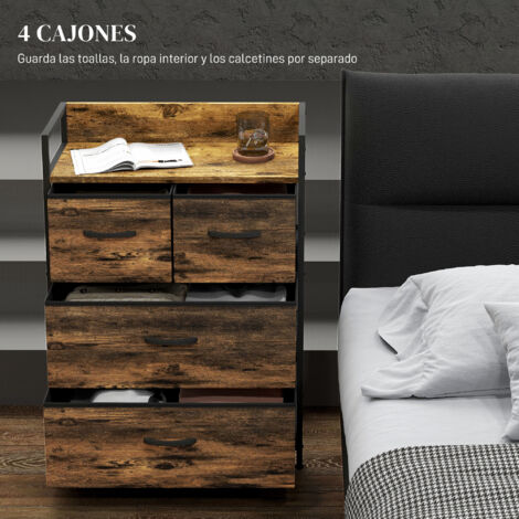 Mueble organizador cajonera de tela con 4 cajones plegables y marco de ...