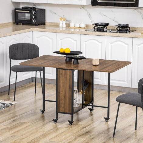 Mesa plegable de comedor mesa de cocina plegable con ruedas alas ...