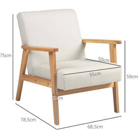 HOMCOM butaca de dormitorio moderna butaca de salón tapizado en lino ...