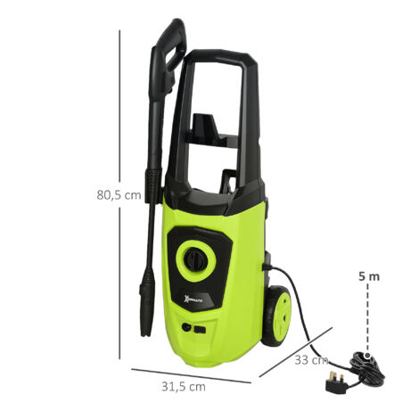 DURHAND hidrolimpiadora de alta presión 1800W caudal 510 L/h con bomba de aluminio parada ...