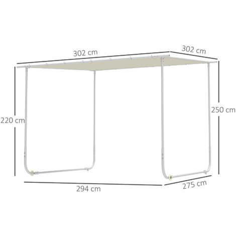 Outsunny pérgola 3x3 m cenador de jardín con ruedas protección UV 30 ...