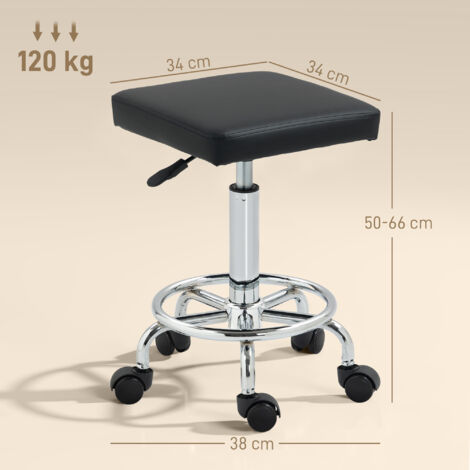 HOMCOM taburete giratorio taburete con ruedas altura regulable 50-66 cm ...
