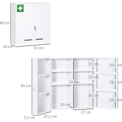 kleankin botiquín de pared de acero de primero auxilios botiquín para ...