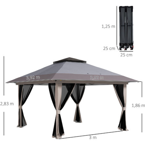 Outsunny carpa plegable pop-up 4x4x2,8 m cenador de jardín con paredes ...